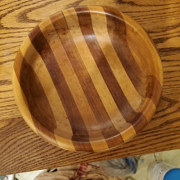 handmade | Dining | Handmade Butcher Block Design Wooden Bowl Signed ...